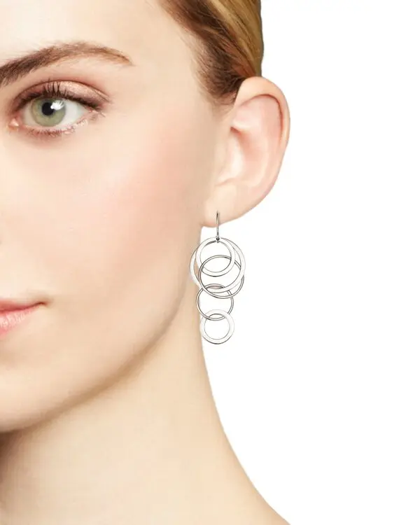 Aqua Sterling Cascading Circle Drop Earrings