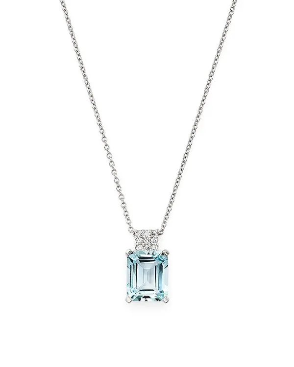 Bloomingdale'S Aquamarine & Diamond Pendant Necklace - Blue/white