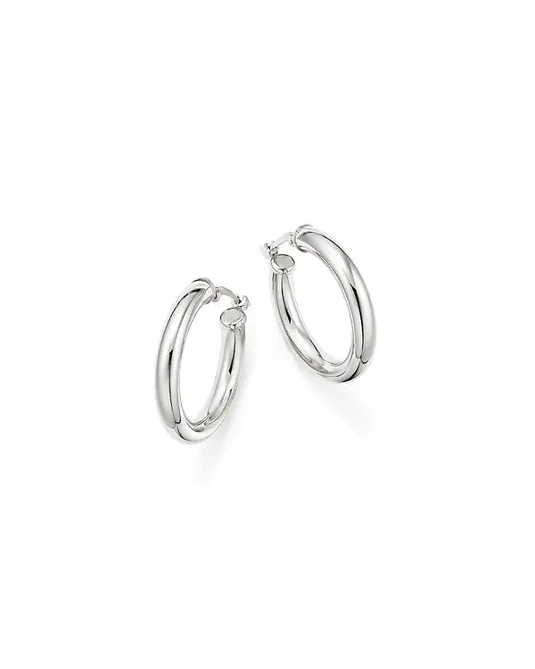 Aqua Sterling Tube Hoop Earrings - Silver
