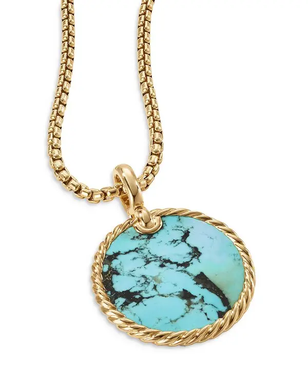 David Yurman Small Cable Disc Amulet With Turquoise