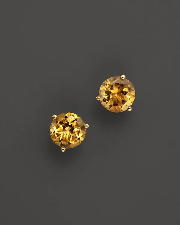 Bloomingdale'S 14k Yellow Gold Citrine Stud Earrings - Orange