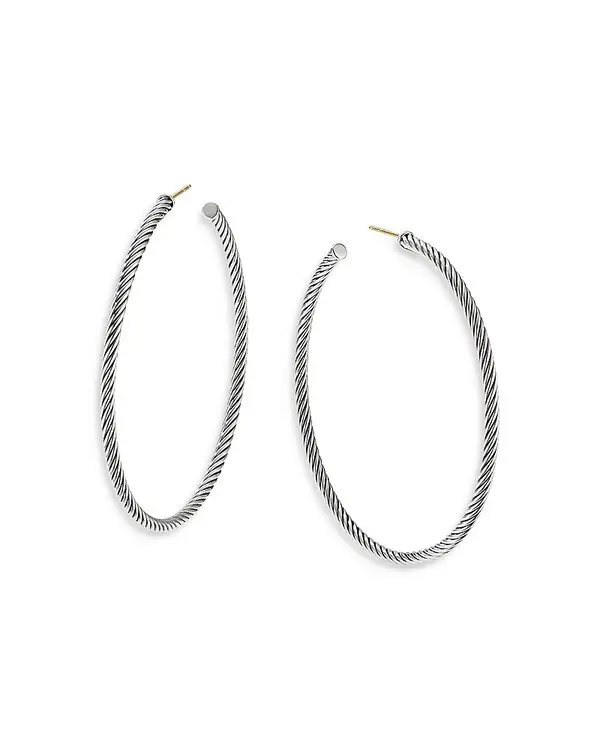 David Yurman Sculpted Cable Hoop Earrings - Silver