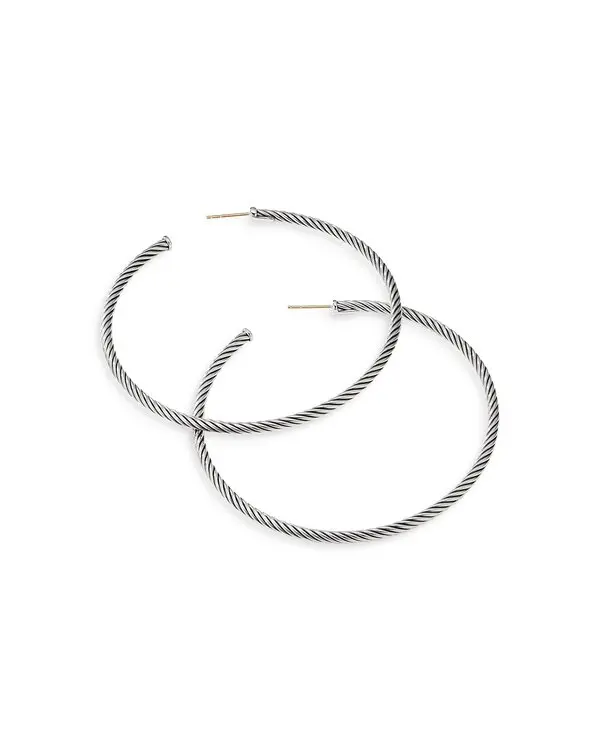David Yurman Sculpted Cable Hoop Earrings - Silver