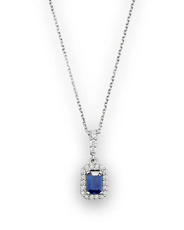 Bloomingdale'S 14k White Gold Sapphire And Diamond Pendant Necklace, 16 - White/blue