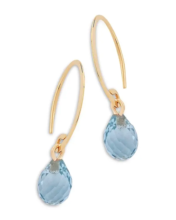 Bloomingdale'S 14k Yellow Gold Blue Topaz Drop Earrings - Blue Topaz/yellow Gold