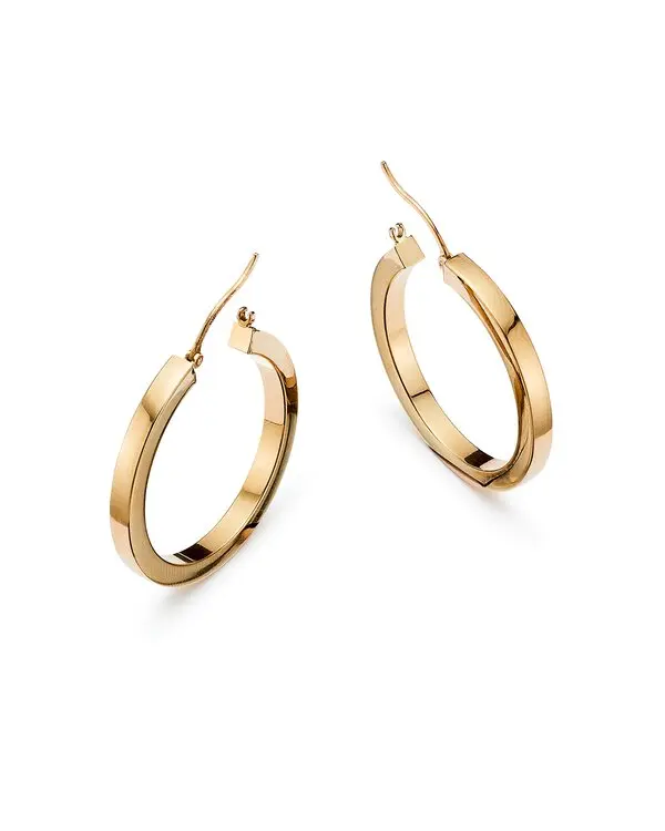 Bloomingdale'S 14k Yellow Square Polished Tube Hoop Earrings