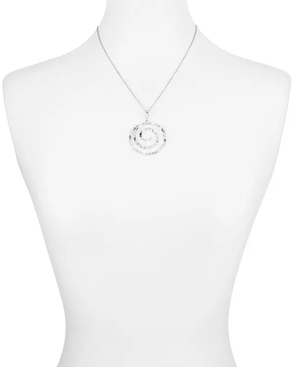 Aqua Hammered Spiral Pendant Necklace