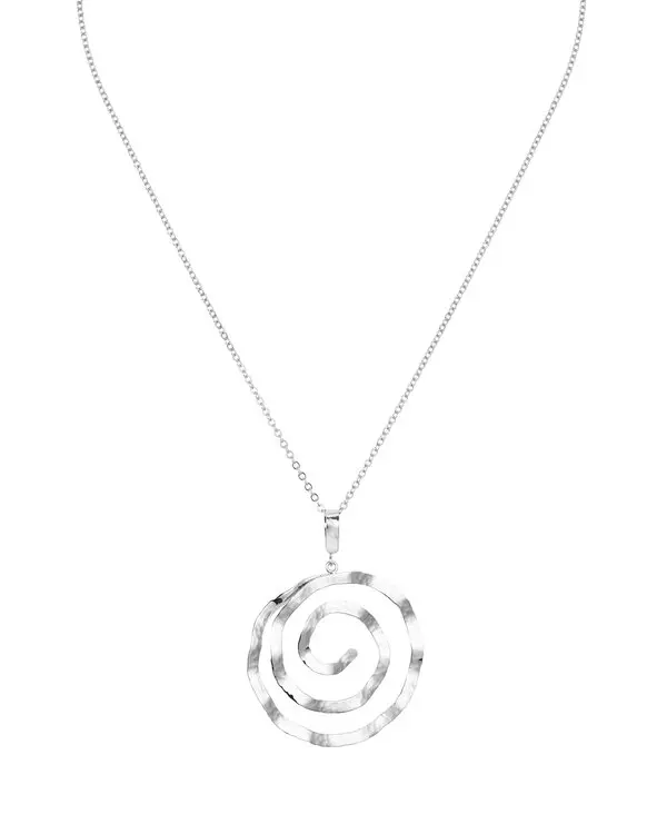 Aqua Hammered Spiral Pendant Necklace
