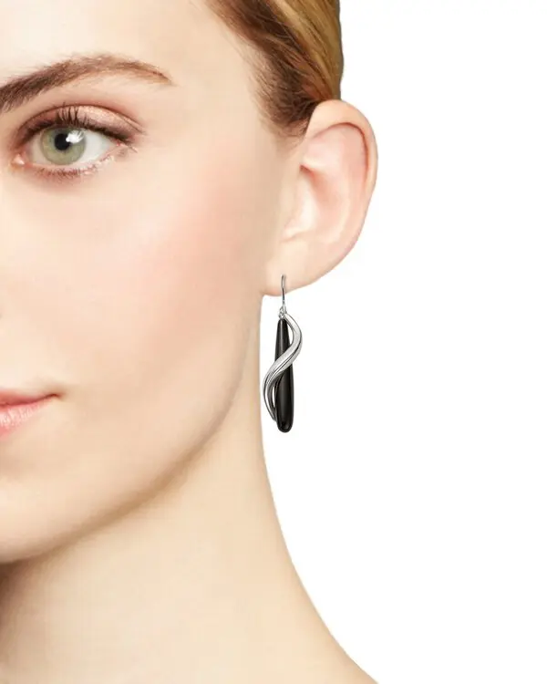 Aqua Onyx Spiral Drop Earrings