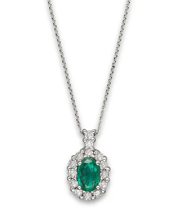 Bloomingdale'S Emerald And Diamond Pendant In 14k White Gold - Multi