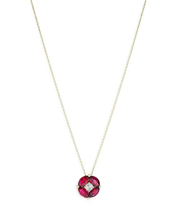 Bloomingdale'S Ruby And Diamond Pendant Necklace - Red/gold