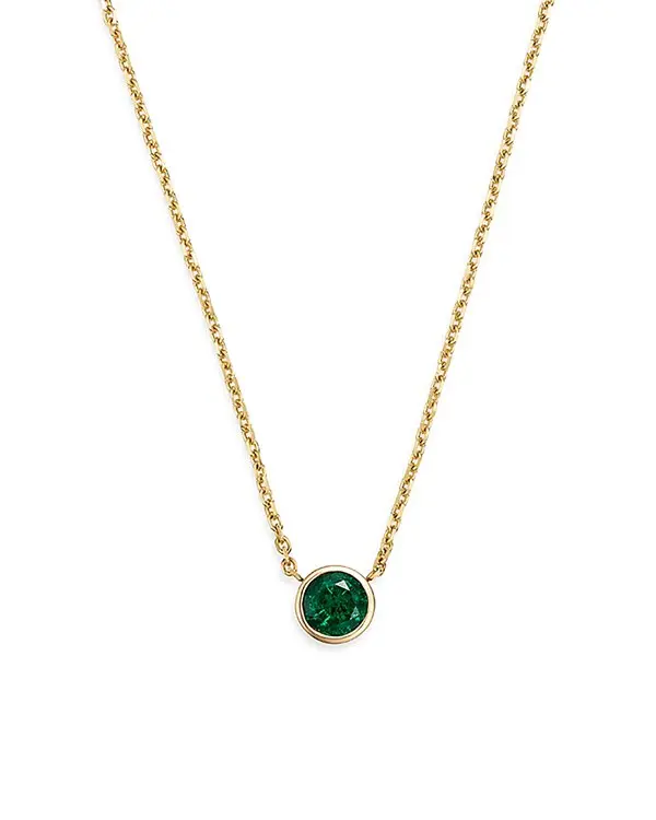 Bloomingdale'S Emerald Bezel Pendant Necklace - Green/gold