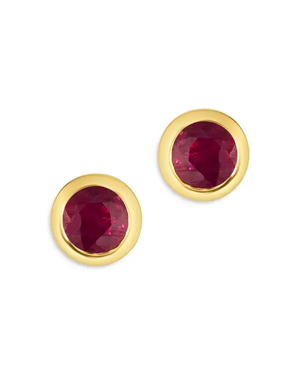 Bloomingdale'S 14k Yellow Gold Ruby Stud Earrings - Red/gold