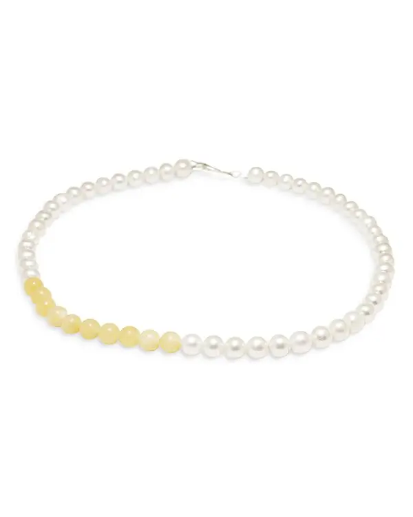 Completedworks Cultured Freshwater Pearl & Jade Bead Collar Necklace In Sterling Silver, 13-14