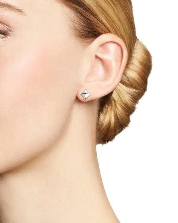 Bloomingdale'S 14k Gold Pyramid Stud Earrings - White