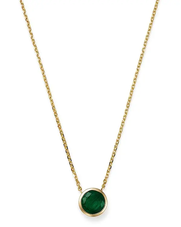 Bloomingdale'S Emerald Bezel Pendant Necklace - Green/gold