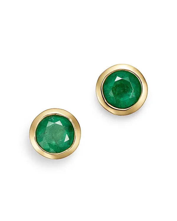 Bloomingdale'S 14k Yellow Gold Emerald Stud Earrings - Green/gold