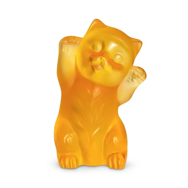 Lalique Limited Edition Crystal Kitten Figure - Amber