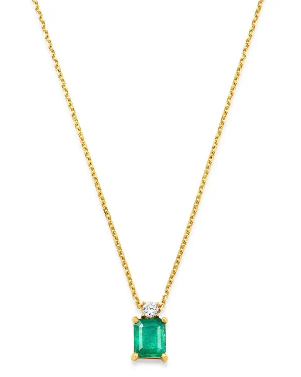 Bloomingdale'S Emerald And Diamond 14k Yellow Gold Pendant Necklace - Green/gold