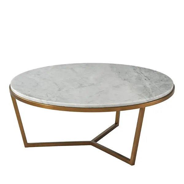 THEODORE ALEXANDER Fisher Round Marble Cocktail Table, Small - Brass