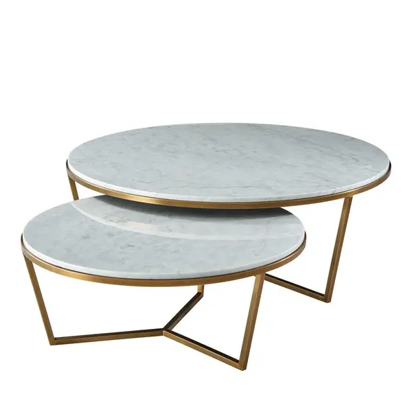 THEODORE ALEXANDER Fisher Round Marble Cocktail Table, Small