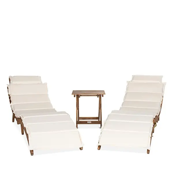 SAFAVIEH Pacifica 3 Piece Outdoor Lounge Set - Natural/beige