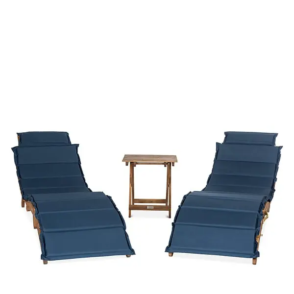 SAFAVIEH Pacifica 3 Piece Outdoor Lounge Set - Natural/navy