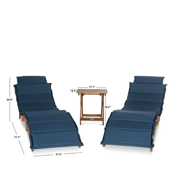 SAFAVIEH Pacifica 3 Piece Outdoor Lounge Set - Natural/navy