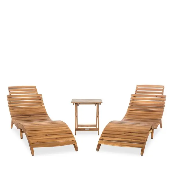 SAFAVIEH Pacifica 3 Piece Outdoor Lounge Set - Natural/navy