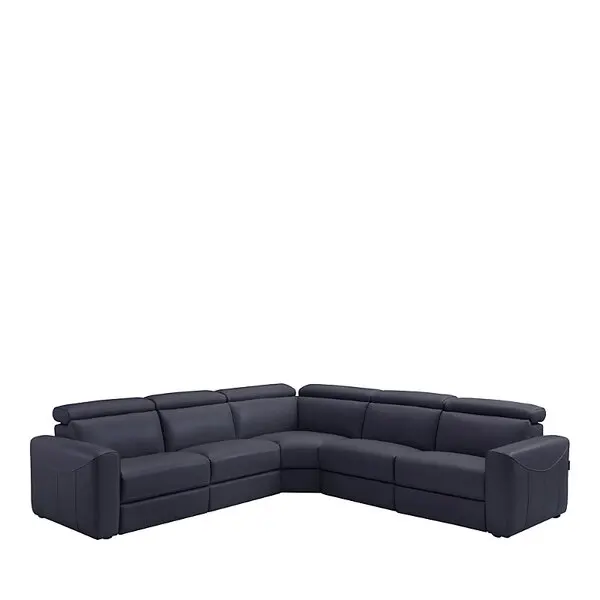 CHATEAU D'AX Gemma Reclining Leather Sectional Sofa - Blue
