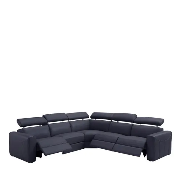 CHATEAU D'AX Gemma Reclining Leather Sectional Sofa - Blue