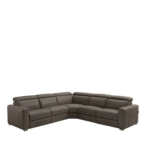 CHATEAU D'AX Gemma Reclining Leather Sectional Sofa - Graphite