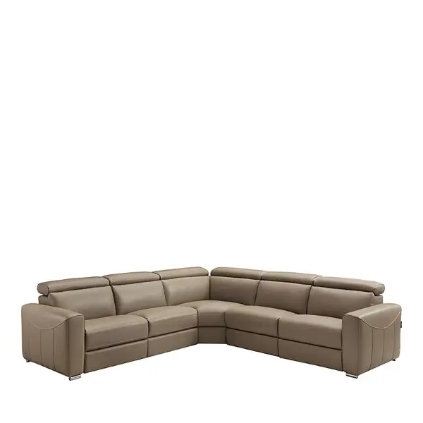 CHATEAU D'AX Gemma Reclining Leather Sectional Sofa - Taupe