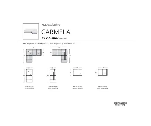 VIOLINO Carmela 2 Piece Leather Sectional Exclusive