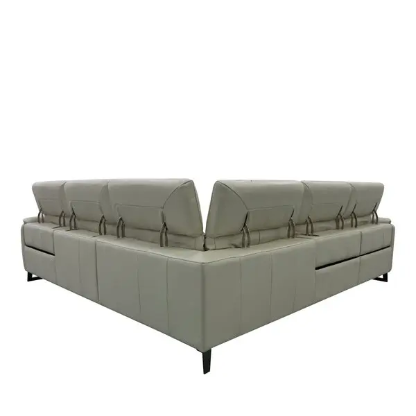 Bloomingdale'S 5 Piece Silvio Leather Reclining Sectional - Nc-e Frost