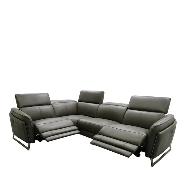 Bloomingdale'S 5 Piece Silvio Leather Reclining Sectional - Nc-e Graphite