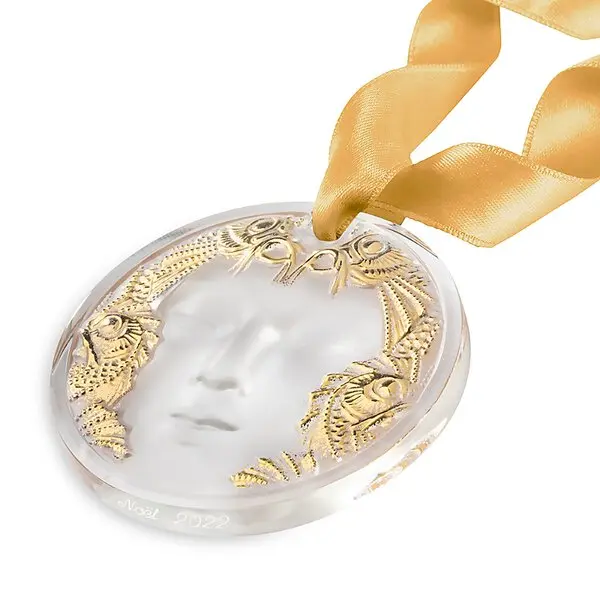 Lalique Masque De Femme Motif Ornament - Clear/gold