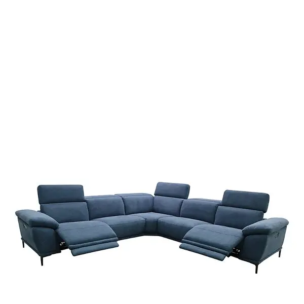 Bloomingdale'S Aprile Leather Reclining Sectional Sofa - Blt- Blue