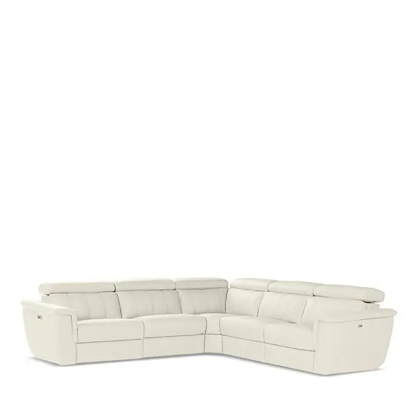GIUSEPPE NICOLETTI Giuseppi Nicoletti Trevi 5 Piece Power Reclining Leather Sectional - Torello Bianco Puro