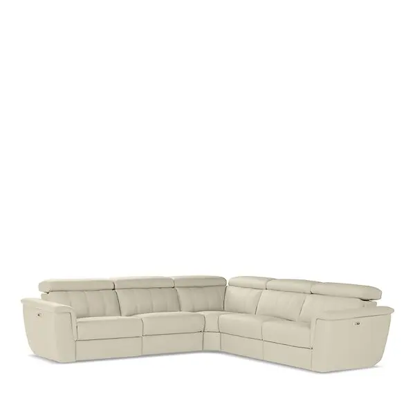 GIUSEPPE NICOLETTI Giuseppi Nicoletti Trevi 5 Piece Power Reclining Leather Sectional - Torello Bianco