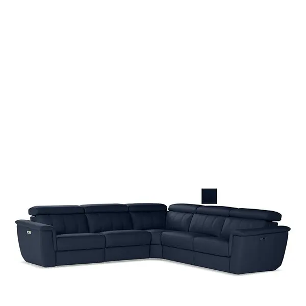 GIUSEPPE NICOLETTI Giuseppi Nicoletti Trevi 5 Piece Power Reclining Leather Sectional - Torello Blue