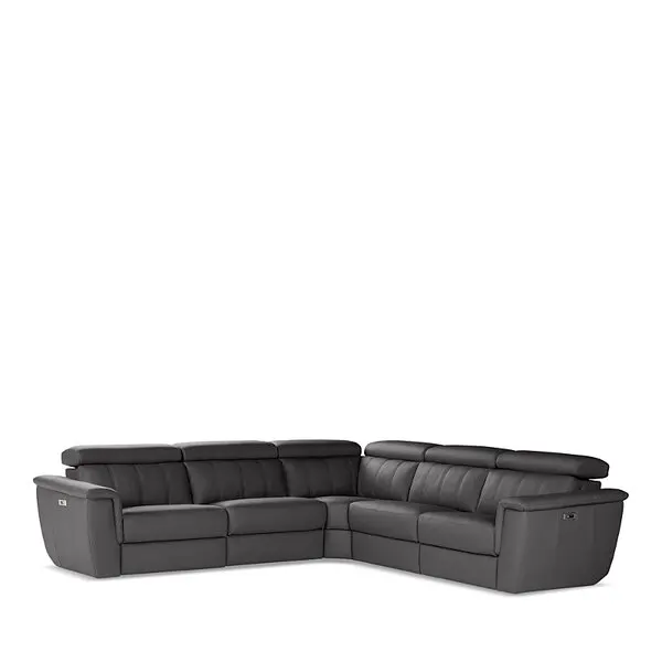 GIUSEPPE NICOLETTI Giuseppi Nicoletti Trevi 5 Piece Power Reclining Leather Sectional - Torello Chocolate