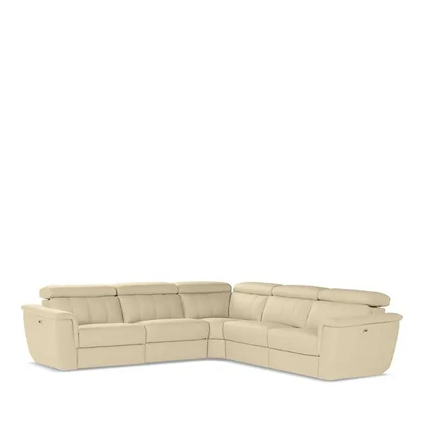 GIUSEPPE NICOLETTI Giuseppi Nicoletti Trevi 5 Piece Power Reclining Leather Sectional - Torello Fango