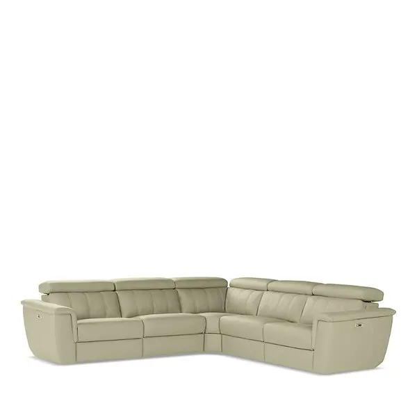 GIUSEPPE NICOLETTI Giuseppi Nicoletti Trevi 5 Piece Power Reclining Leather Sectional - Torello Ice