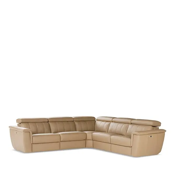 GIUSEPPE NICOLETTI Giuseppi Nicoletti Trevi 5 Piece Power Reclining Leather Sectional - Torello Taupe