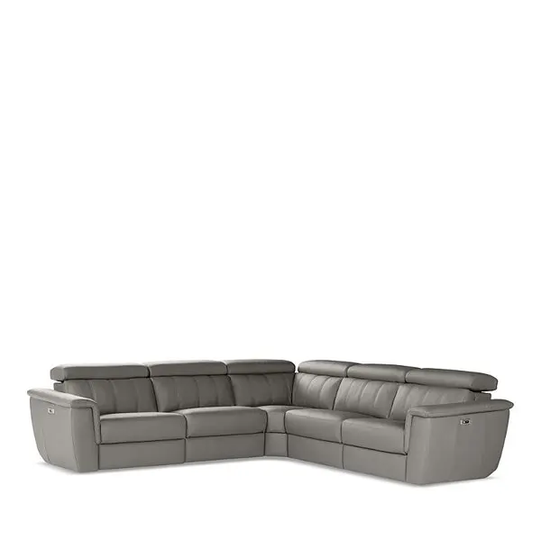 GIUSEPPE NICOLETTI Giuseppi Nicoletti Trevi 5 Piece Power Reclining Leather Sectional - Torello Tortora