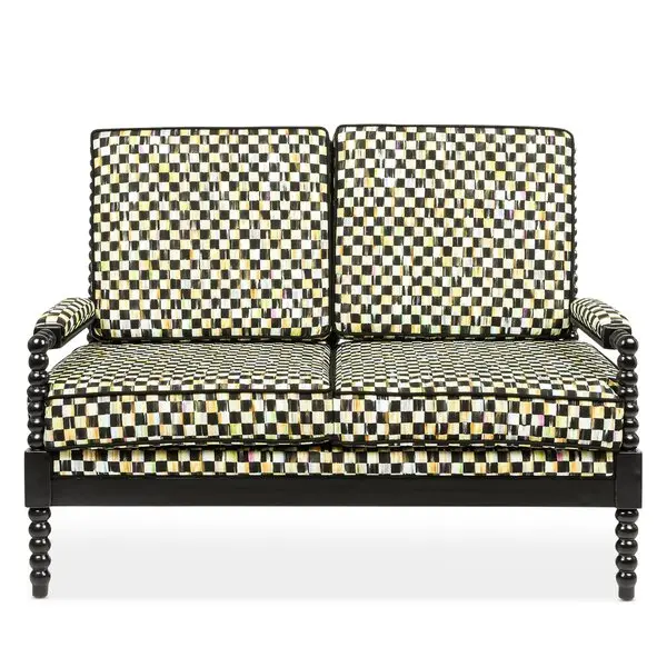 MACKENZIE-CHILDS Spindle Check Outdoor Loveseat