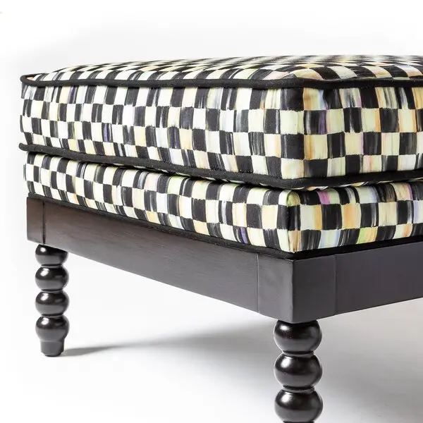 MACKENZIE-CHILDS Spindle Check Outdoor Ottoman