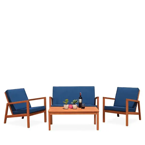 SAFAVIEH Larence 4-piece Outdoor Living Set - Navy