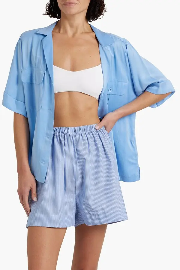 BASERANGE Ole Striped Cottonpoplin Pajama Shorts